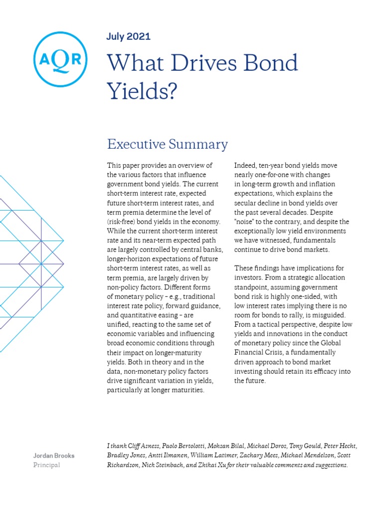 Brooks - AQR Drivers of Bond Yields | PDF | Yield Curve | Inflation