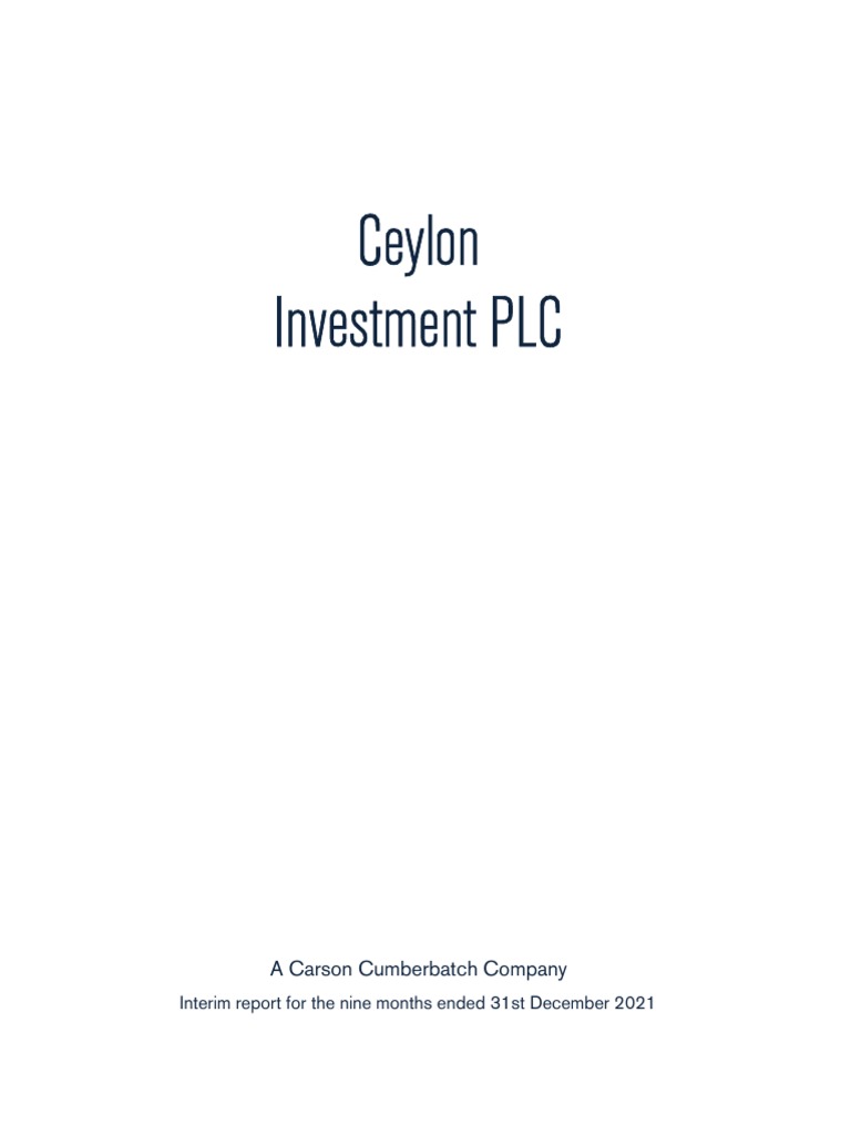 Ceylon Investment PLC: A Carson Cumberbatch Company | PDF | Investing ...