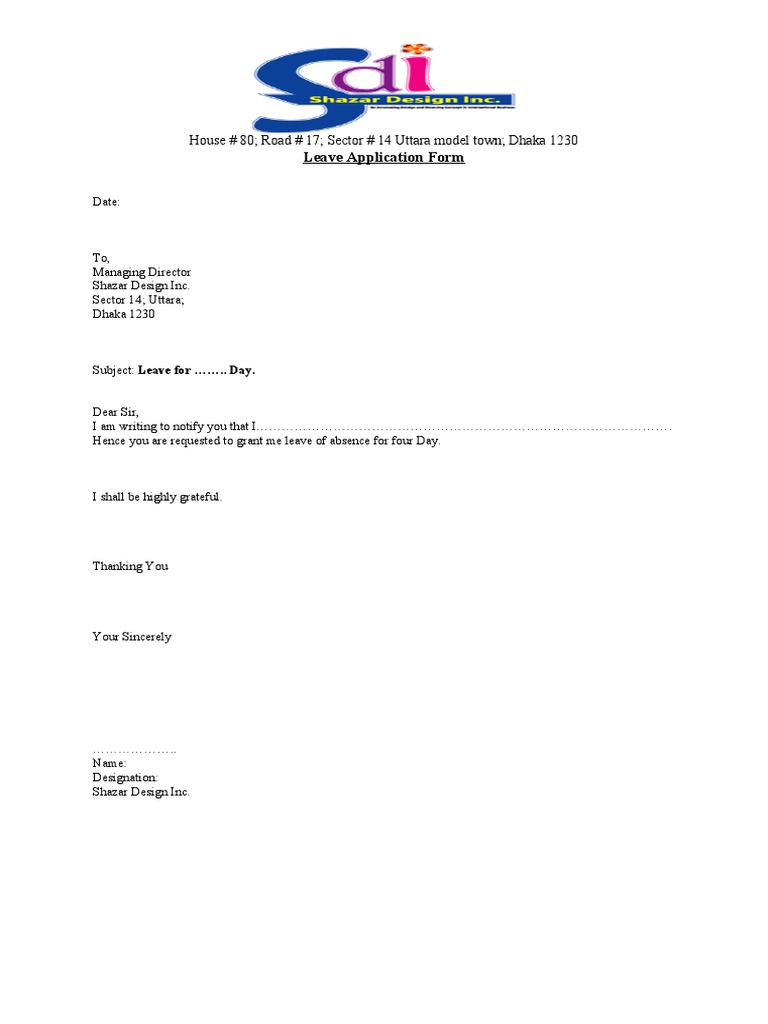 Leave Application Form | PDF