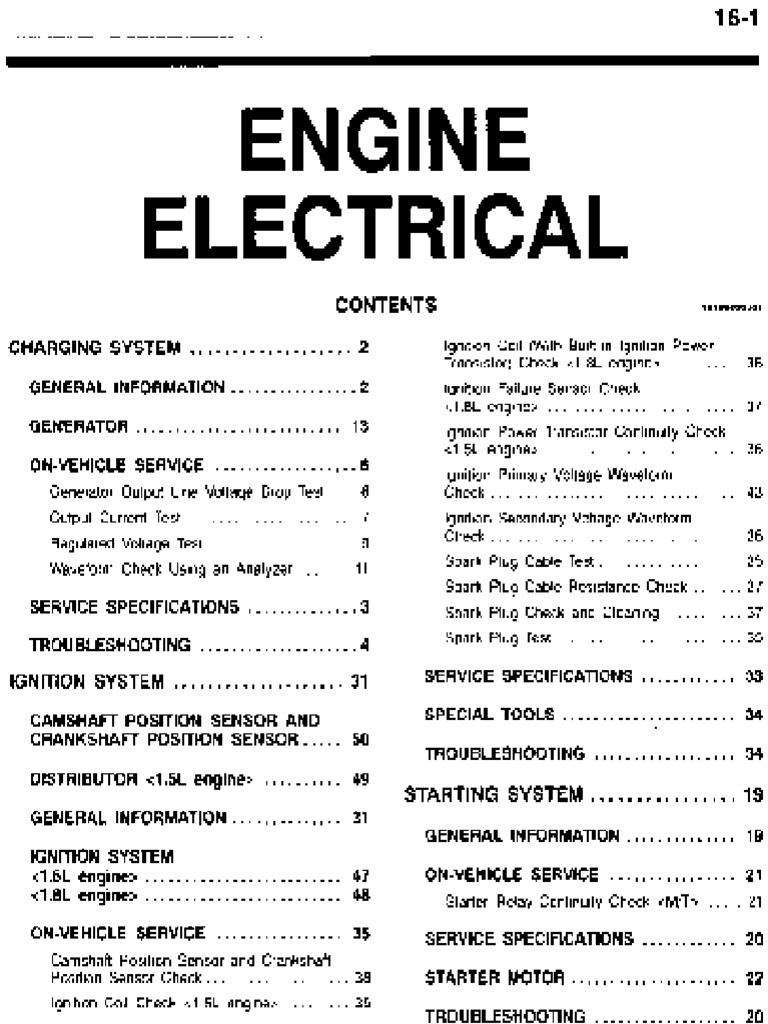 Proton Arena Jumbuck Engine Electrical 1.5 1.8 Service Manual | PDF ...