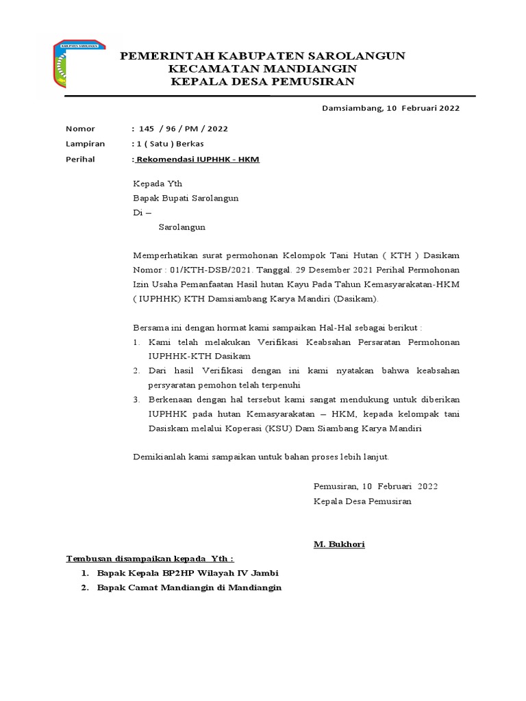 Surat KTH 2 Sarulangun Jambi | PDF