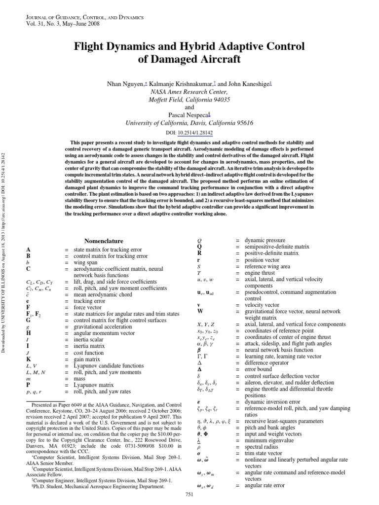 Nguyen (2008) Flight Dynamics and Hybrid Adaptive Control of Damaged ...