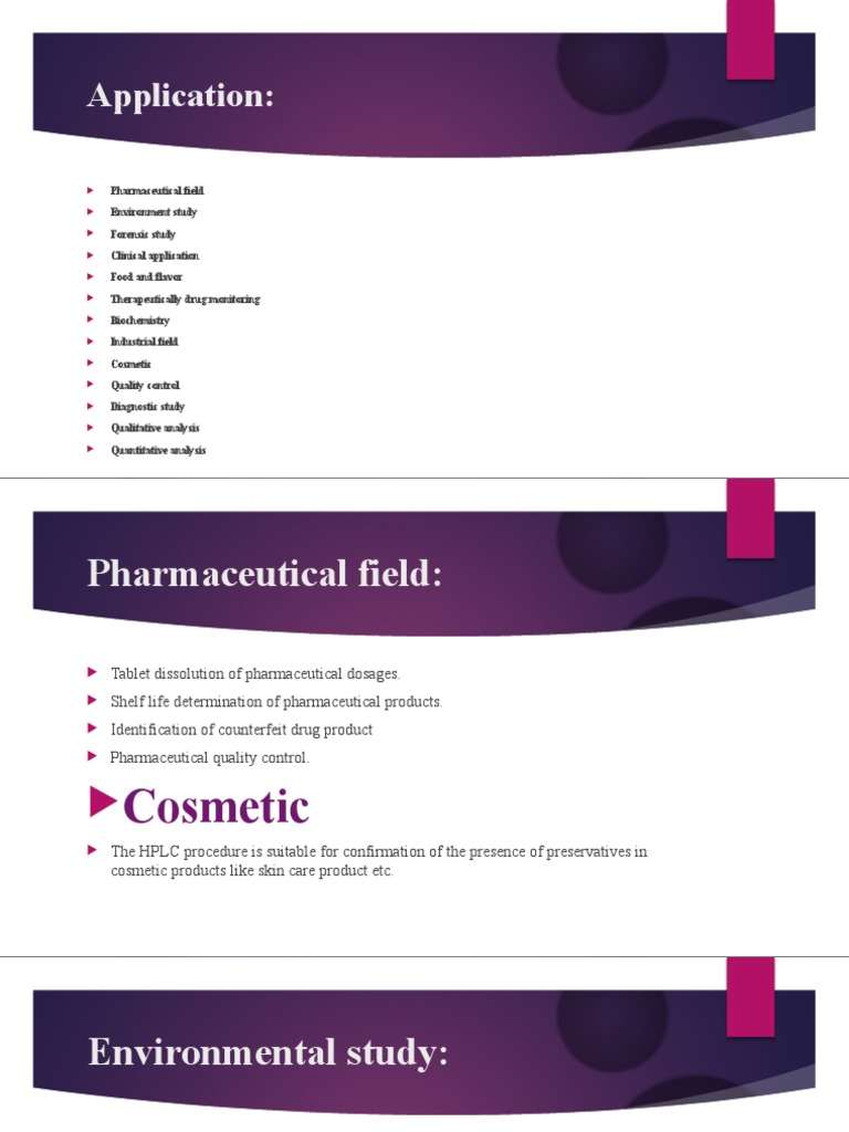 Application of HPLC | PDF | High Performance Liquid Chromatography ...