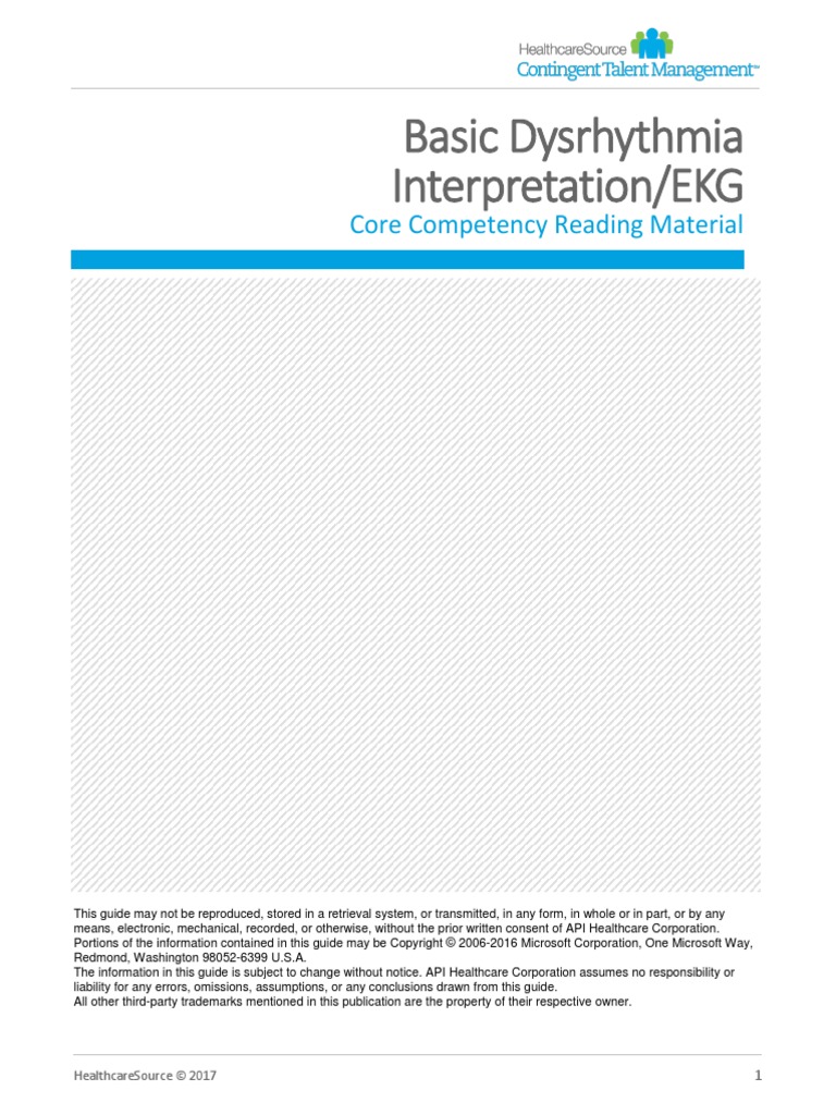 Basic Dysrhythmia Interpretation/EKG: Core Competency Reading Material ...