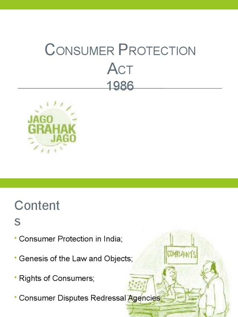 An Overview of the Consumer Protection Act, 1986: Establishing a ...