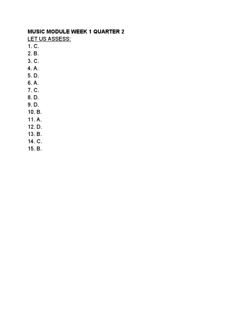 Music Module Week 1 Assessment Answers | PDF