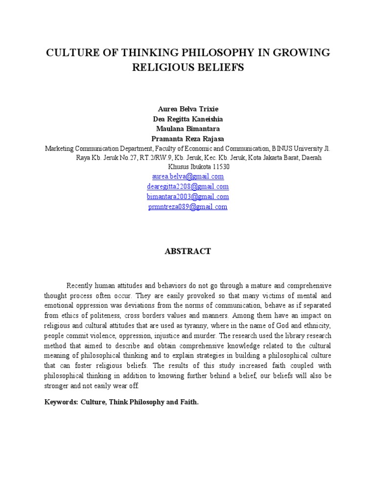Fostering Faith Through Philosophical Thinking | PDF | Thought | Science
