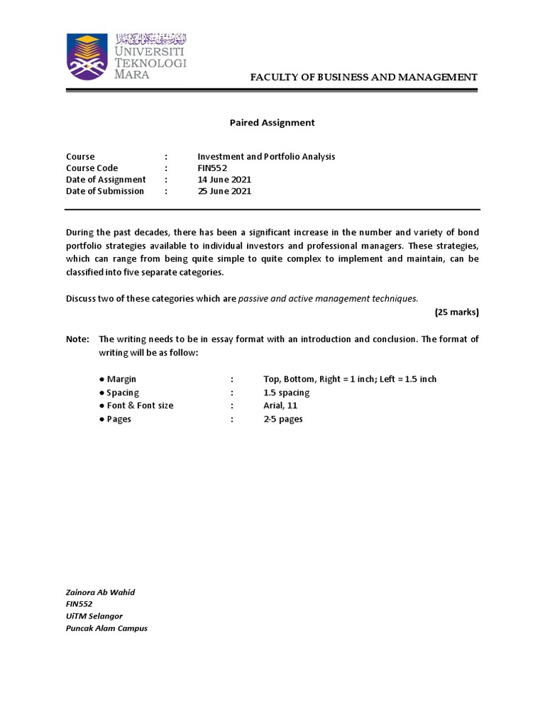 FIN552 Individual Assignment | PDF