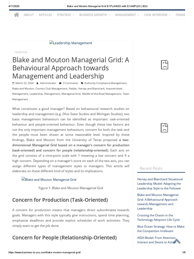 Blake and Mouton Managerial Grid Explained | PDF | Leadership ...