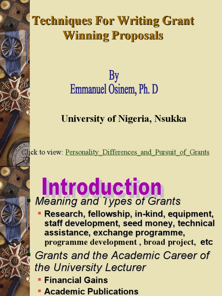 Techniques For Writing Grant Winning Proposals | PDF | Grant Writing ...