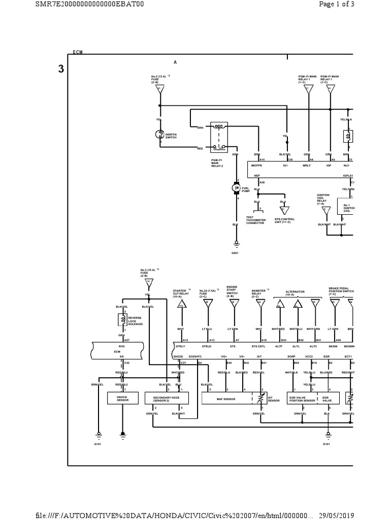 ECM Wiring Diagram for PGM-FI Main Relays, Inertia Switch, Starter Cut Relay, and Other Engine ...