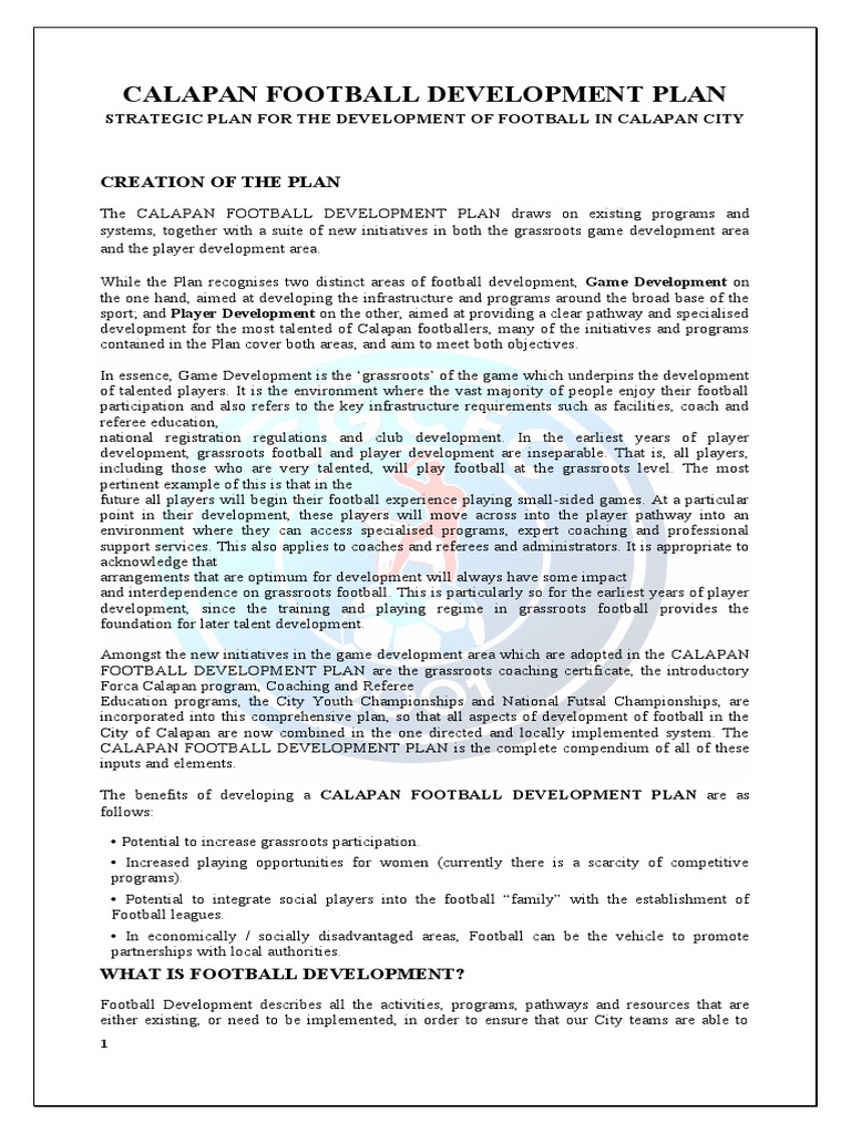 City Government of Calapan Football Development Programme | PDF ...