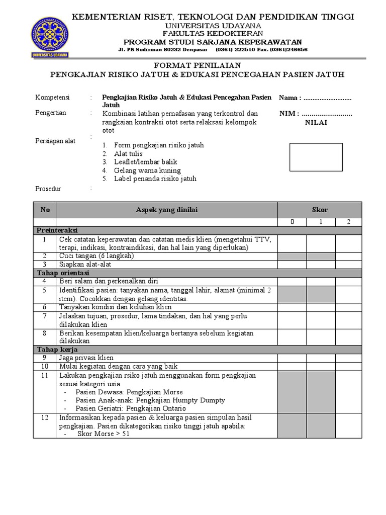 SOP Pengkajian Risiko Pasien Jatuh - Edukasi Pencegahan Pasien Jatuh ...