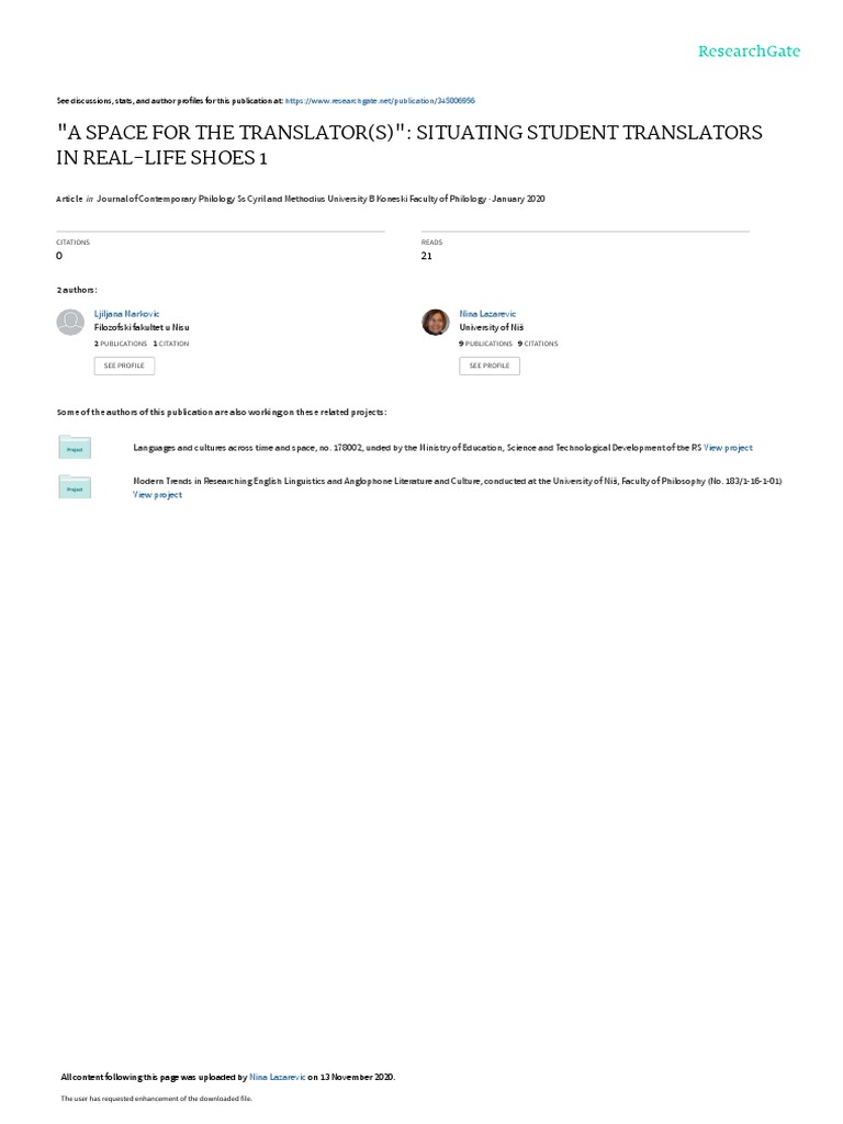 Student Translators in Real-Life Contexts | PDF | Translations | Cross ...