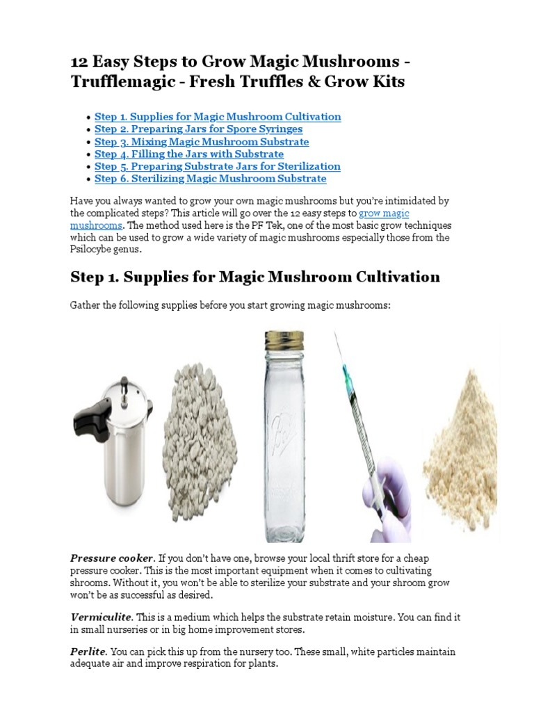 12 Easy Steps To Grow Magic Mushrooms | PDF | Mushroom | Sterilization ...