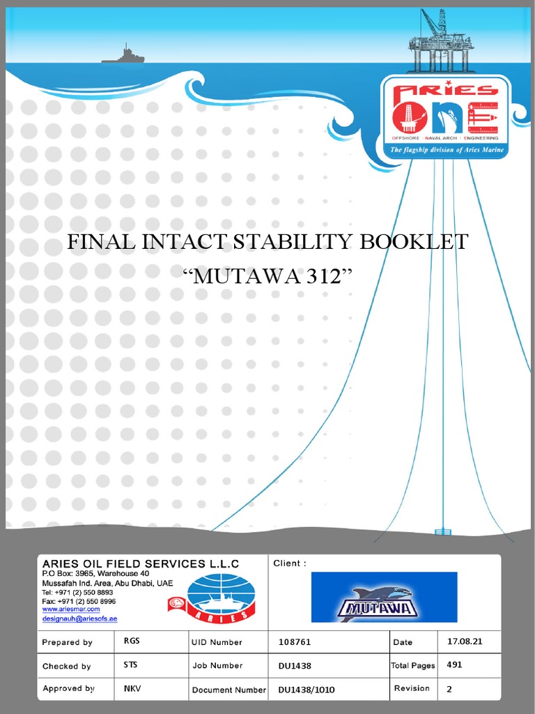 Final Intact Stability Booklet "MUTAWA 312": RGS STS NKV DU1438 DU1438 ...