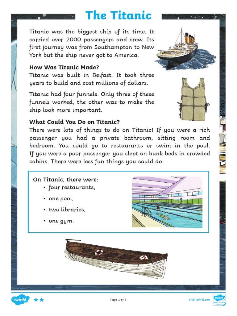 Titanic Reading Comprehension Worksheet | PDF | Watercraft | Ocean Liners