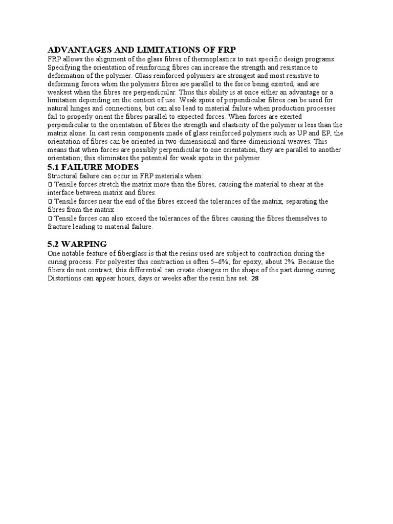 Advantages and Limitations of FRP | PDF | Fibre Reinforced Plastic ...