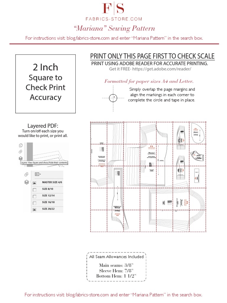 2 Inch: Square To Check Print Accuracy | PDF | Seam (Sewing) | Textiles