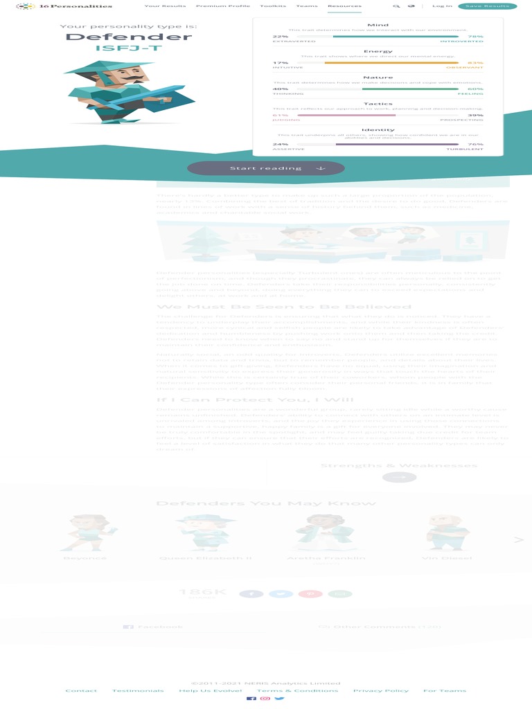 Introduction Defender (ISFJ) Personality 16personalities | PDF ...