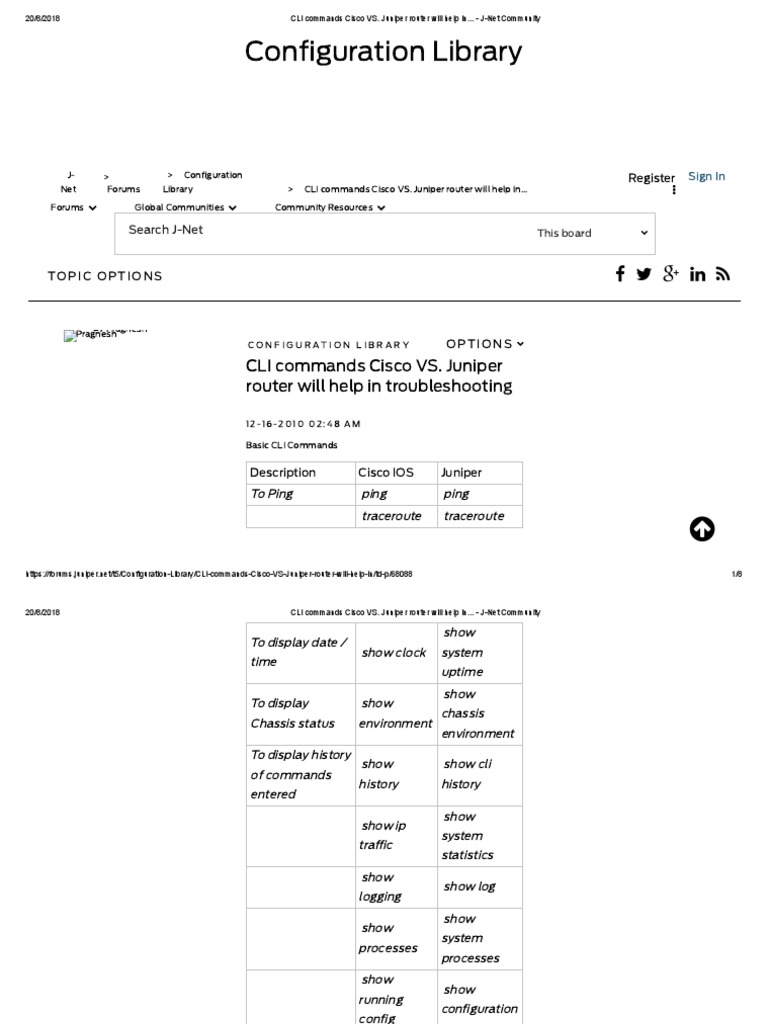 CLI Commands Cisco Vs Juniper Router Wil | PDF | Command Line Interface | Internet Protocols