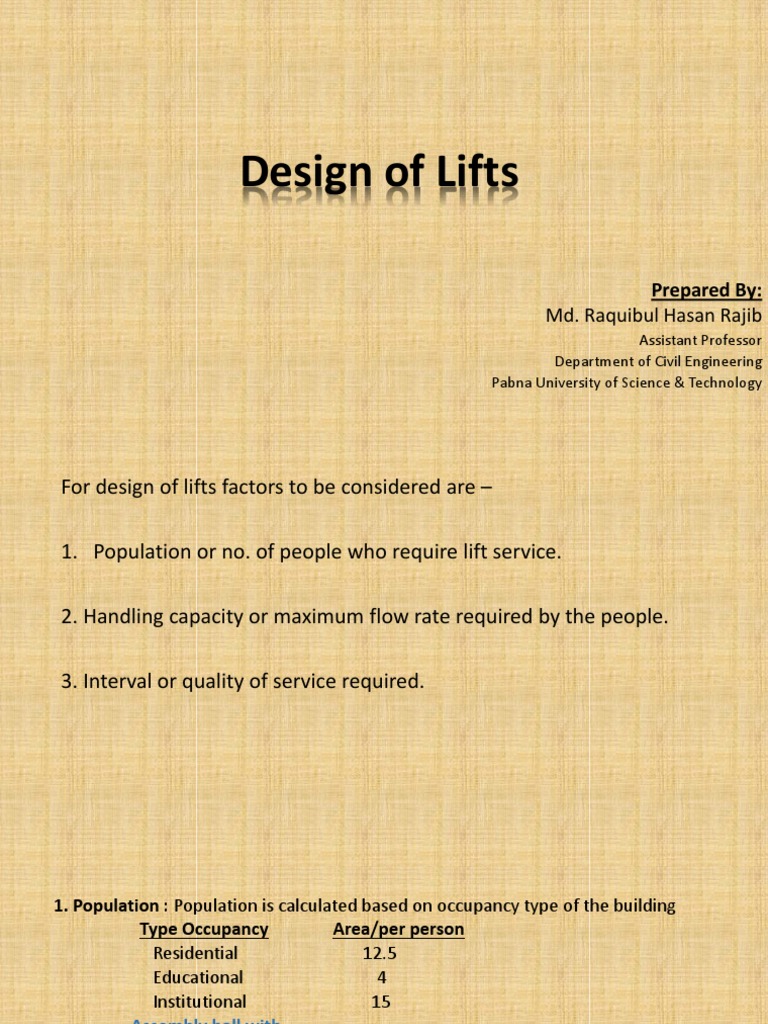 Design of Lift | Download Free PDF | Elevator