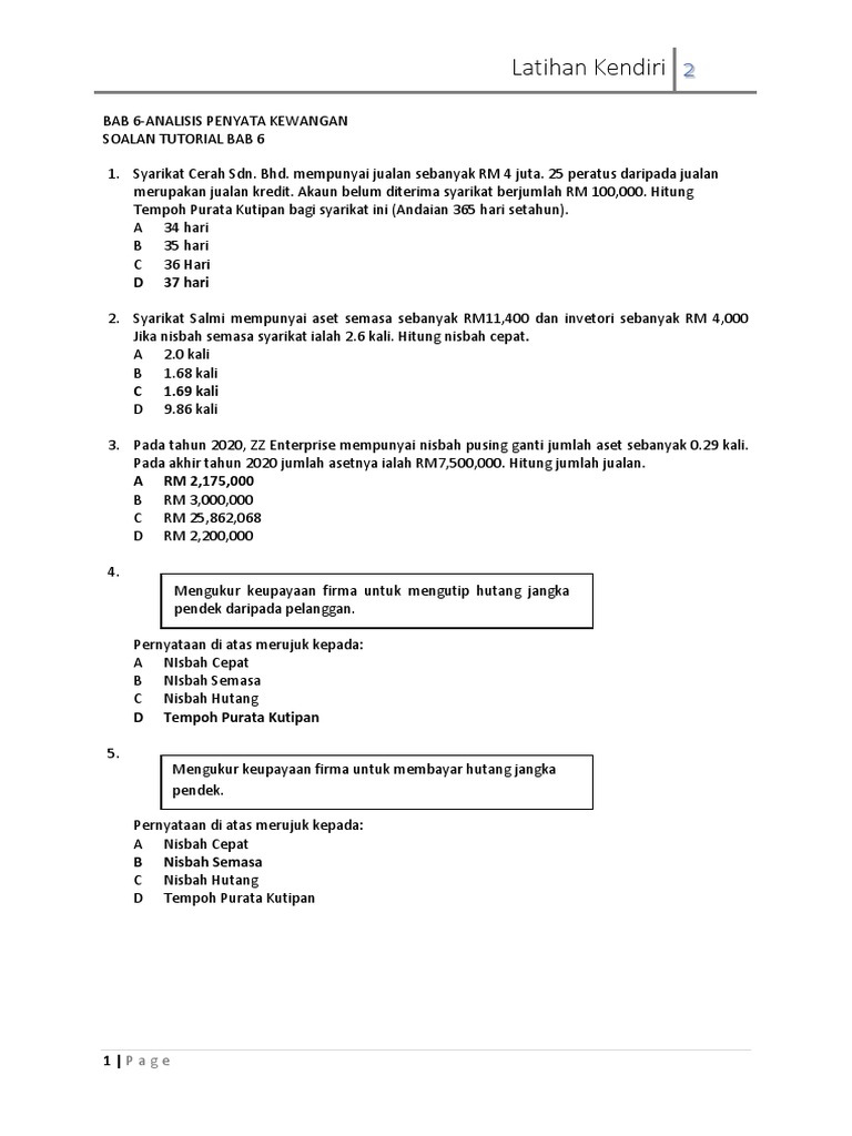 SKEMA JAWAPAN Soalan Bab 6 Objektif | PDF