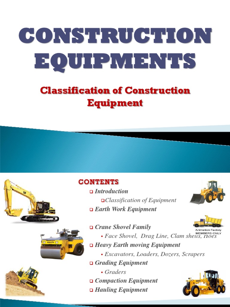 Classification of Construction Equipment | PDF | Loader (Equipment ...
