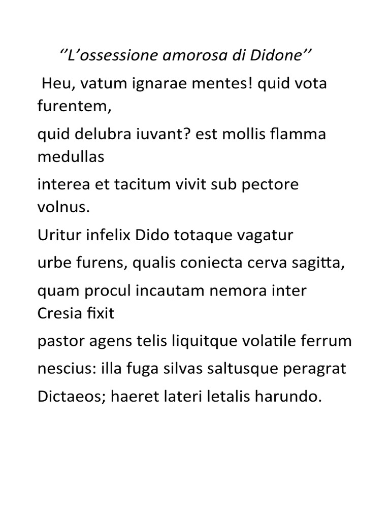 L'Ossessione Amorosa Di Didone | PDF