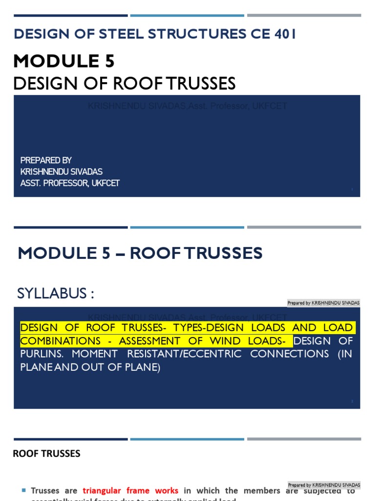 Module 5 Notes | PDF | Truss | Roof