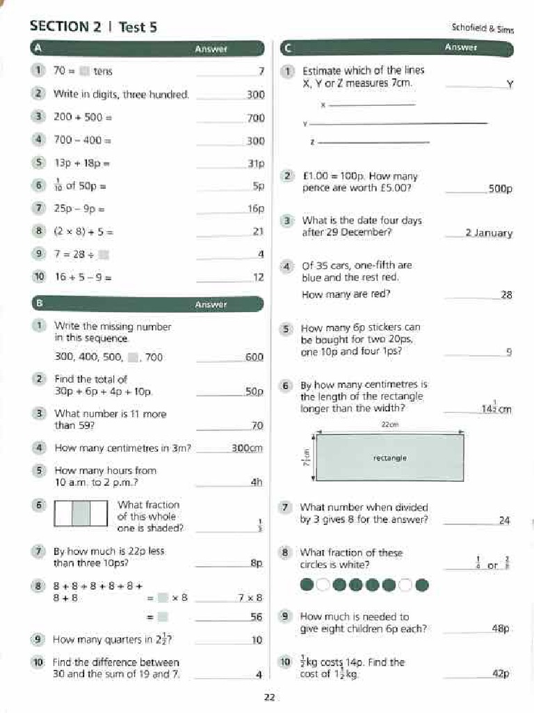 Book 1 Section 2 Test 5 Answers | PDF