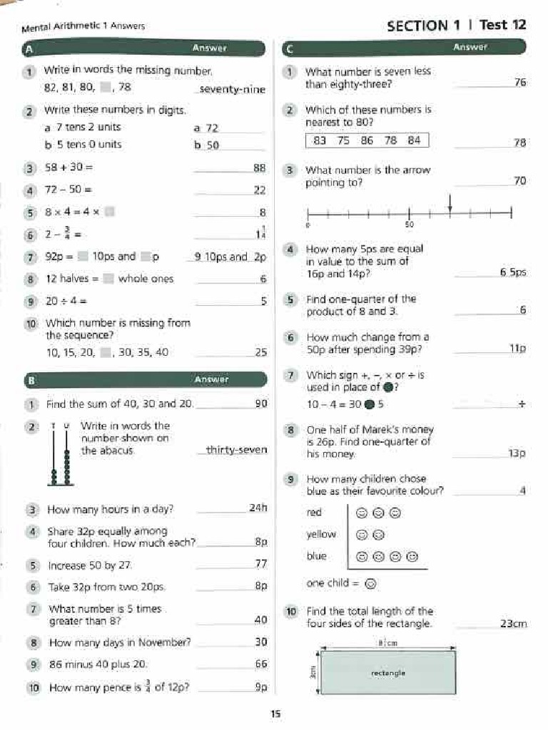 Book 1 Section 1 Test 12 Answers | PDF