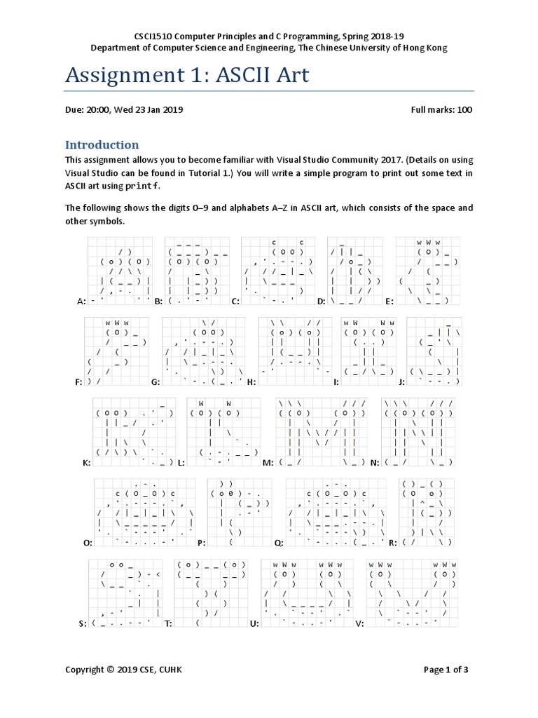 Assignment 1: ASCII Art | PDF | Ascii | Letter Case
