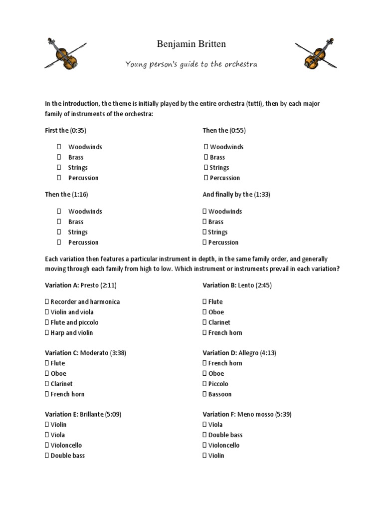 Benjamin Britten Young Persons Guide To Orchestra | PDF | Woodwind ...