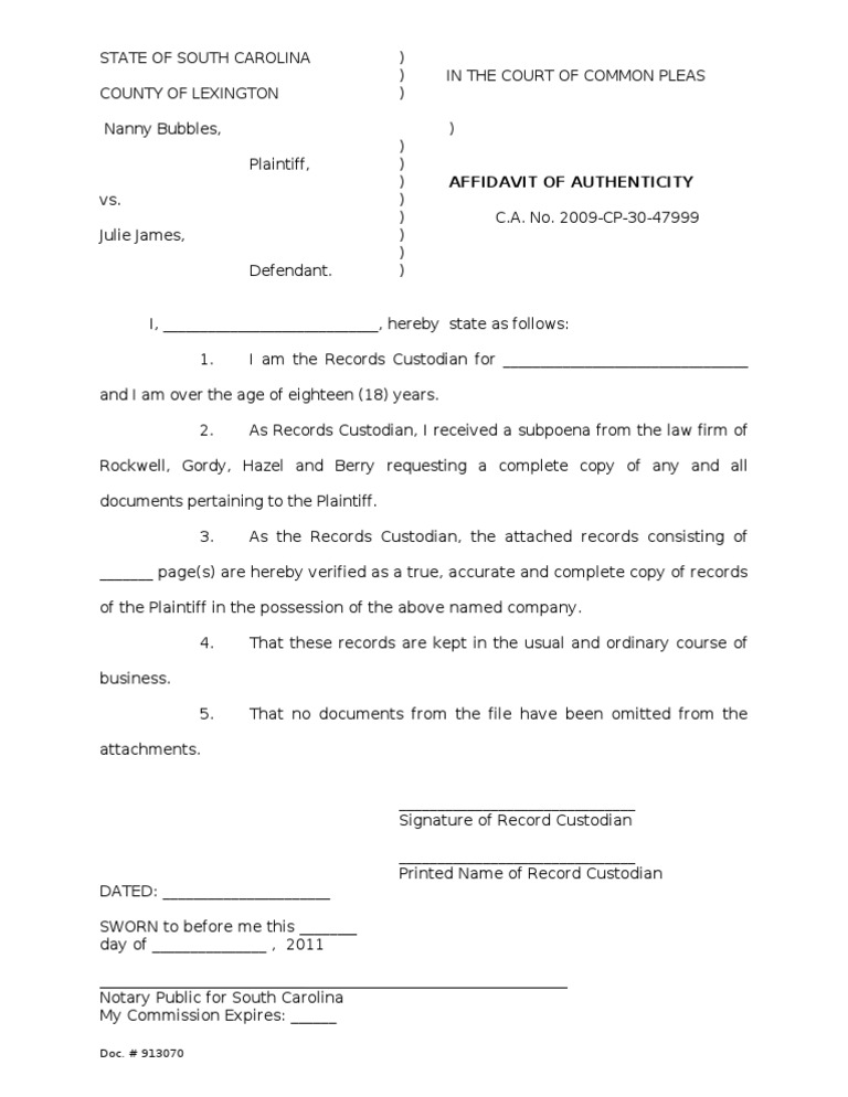 Affidavit of Authenticity Template | PDF
