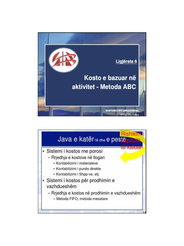 Kosto e Bazuar Në Aktivitet - Metoda ABC Kosto e Bazuar Në Aktivitet ...