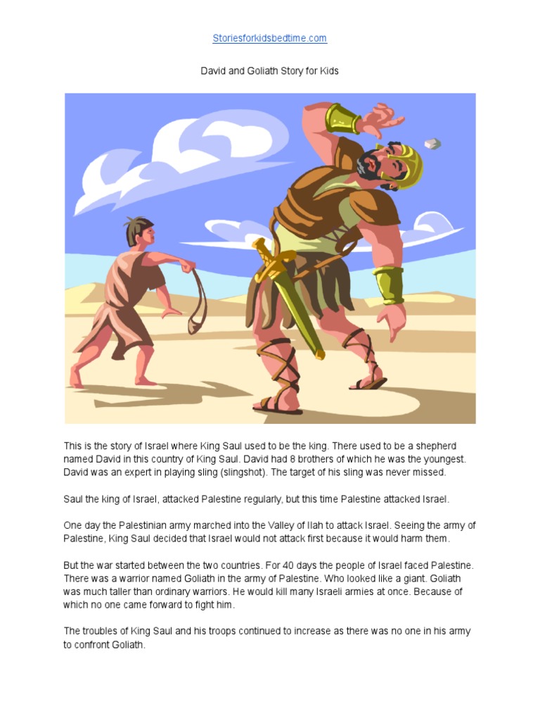 David and Goliath Story For Kids | PDF | Goliath | David