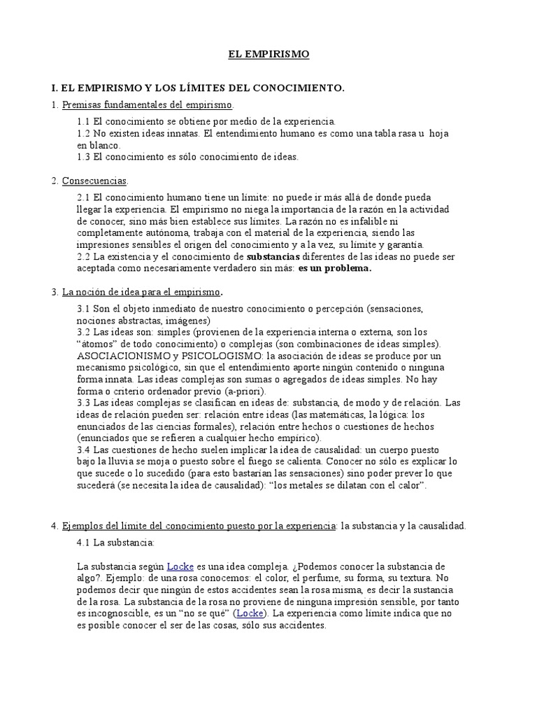 El Empirismo (Resumen) | PDF | Empirismo | Filosofía