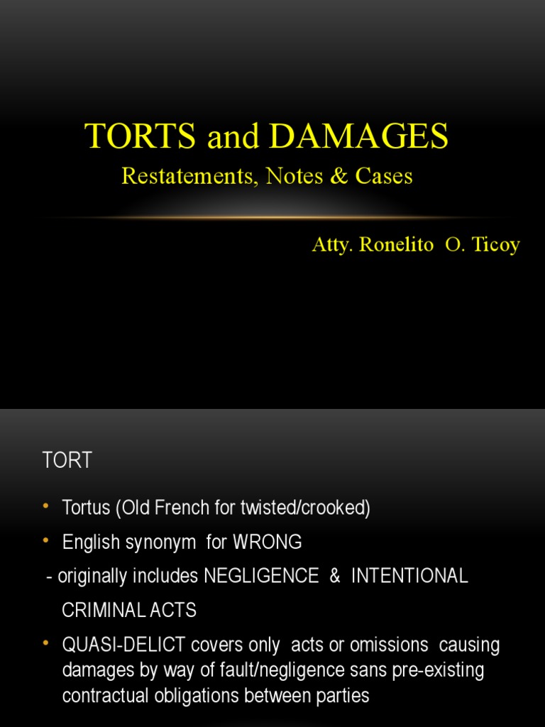 Torts and Damages For Finals | PDF | Negligence | Damages