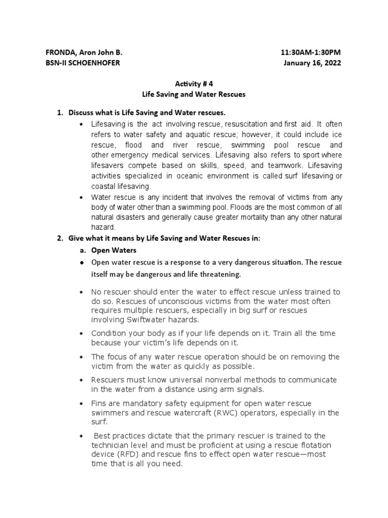 Open Water Rescue Is A Response To A Very Dangerous Situation. The ...