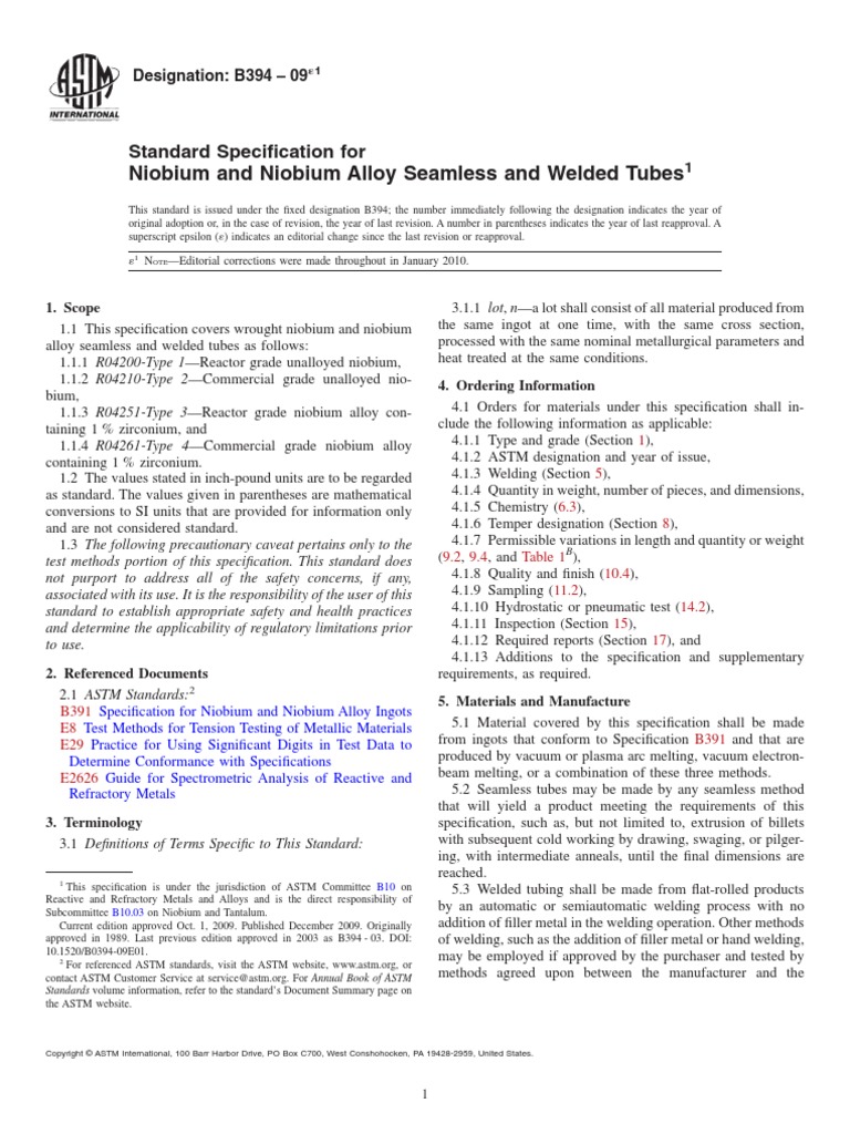 Astm 1394 2009 | PDF | Pipe (Fluid Conveyance) | Engineering Tolerance