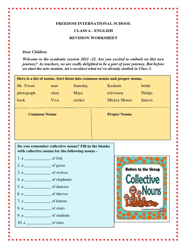 English Practice Worksheet Class 4 1624020217 | PDF | Noun | Verb