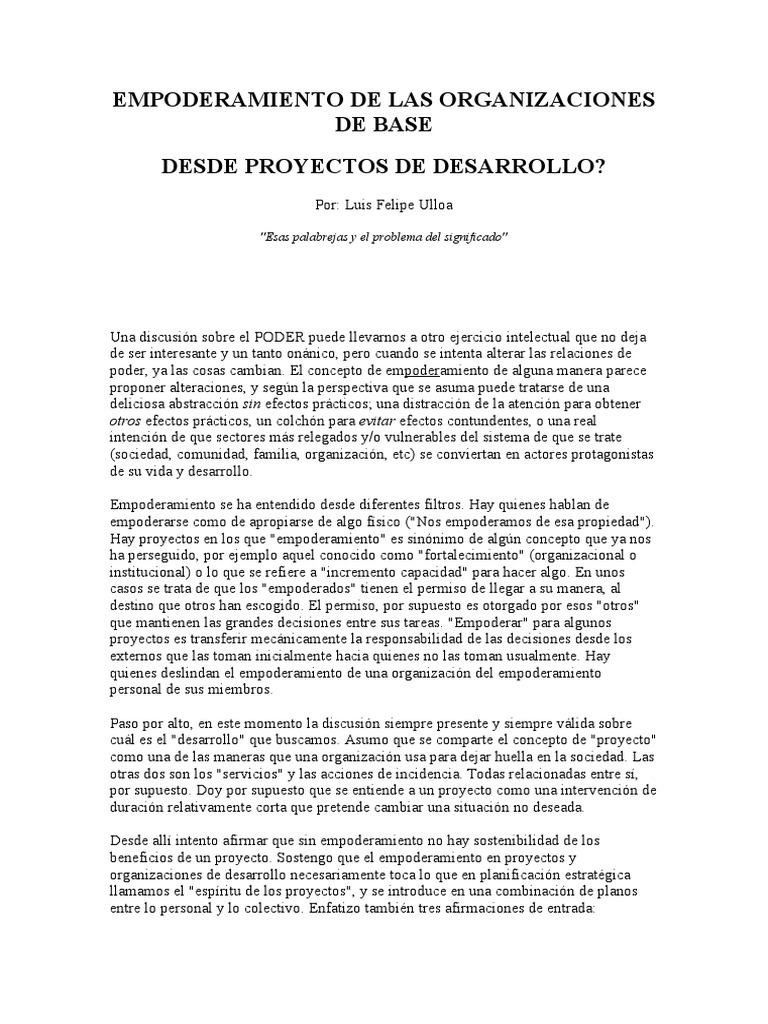 EMPODERAMIENTO | PDF | Empoderamiento | Planificación