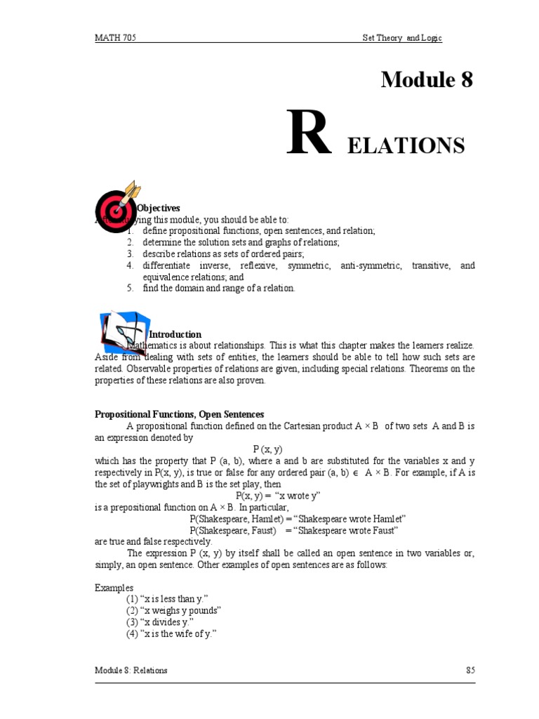 Elations: Objectives | PDF | Function (Mathematics) | Set (Mathematics)