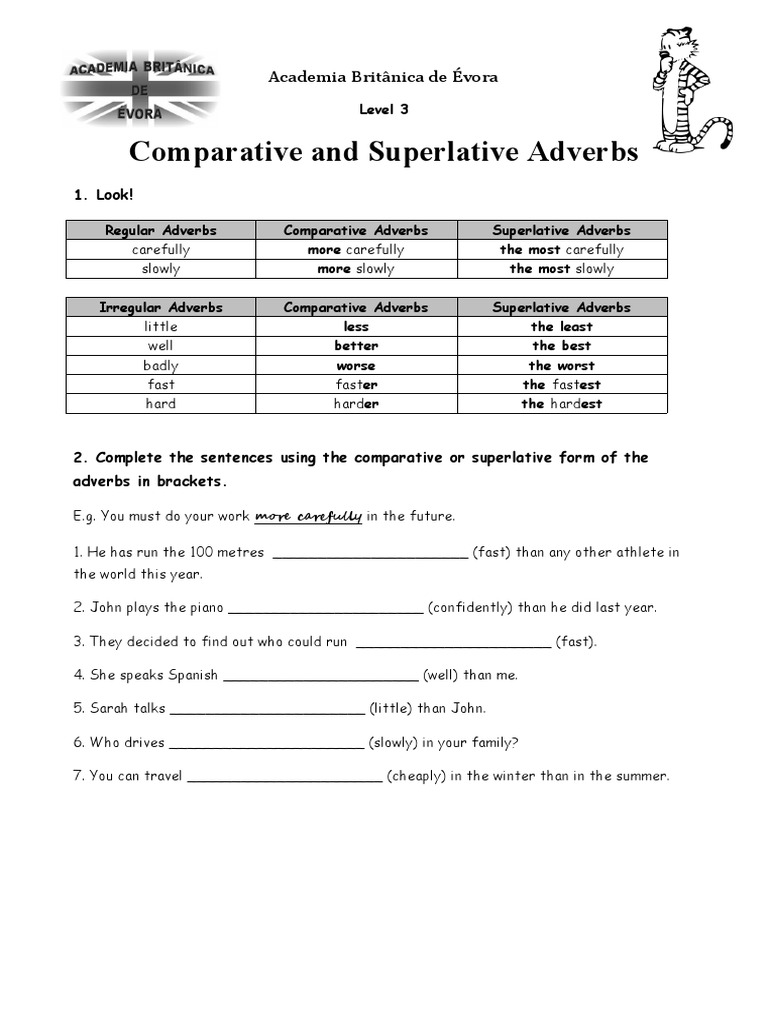 Comparative & Superlative Adverbs | PDF | Language Arts & Discipline