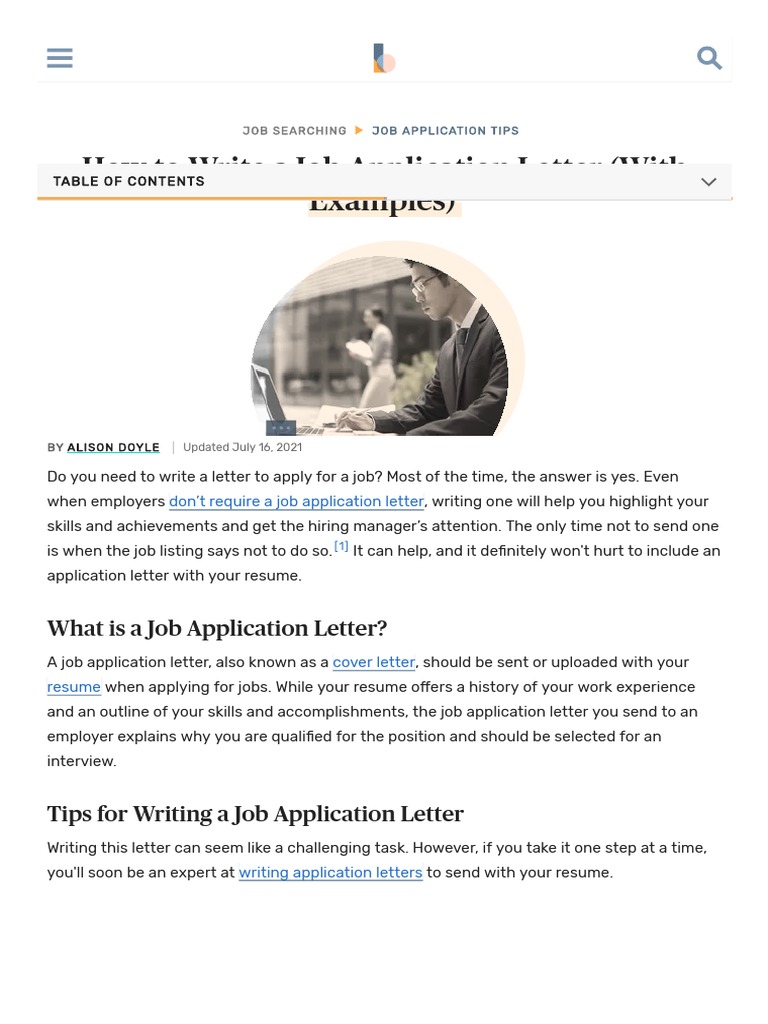 How To Write A Job Application Letter (With Examples) | PDF | Résumé ...