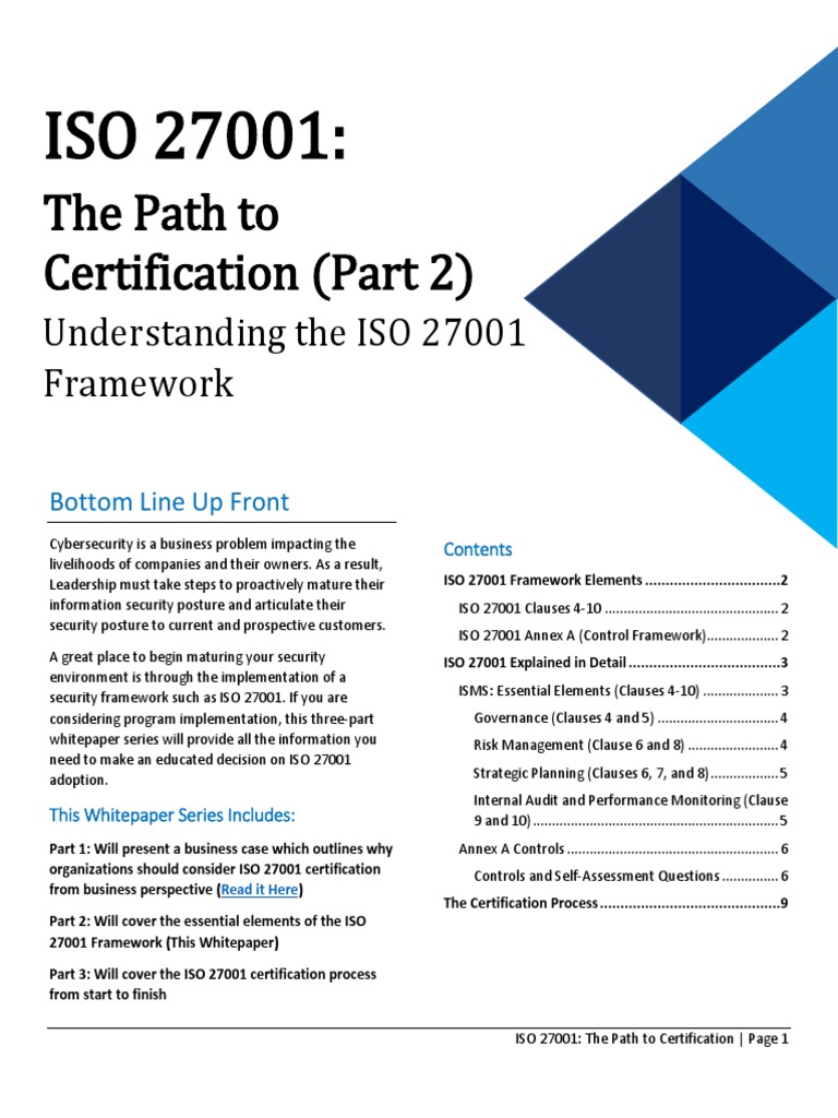 Understanding ISO 27001 Framework | PDF | Information Security ...
