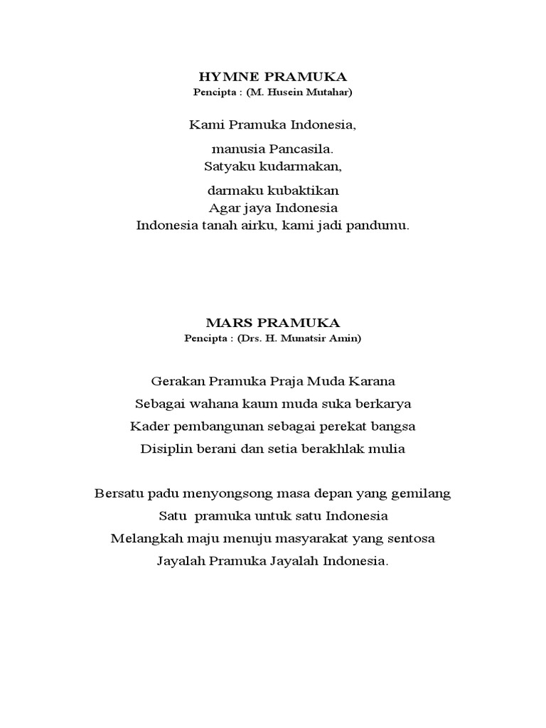Hymne & Mars Pramuka | PDF