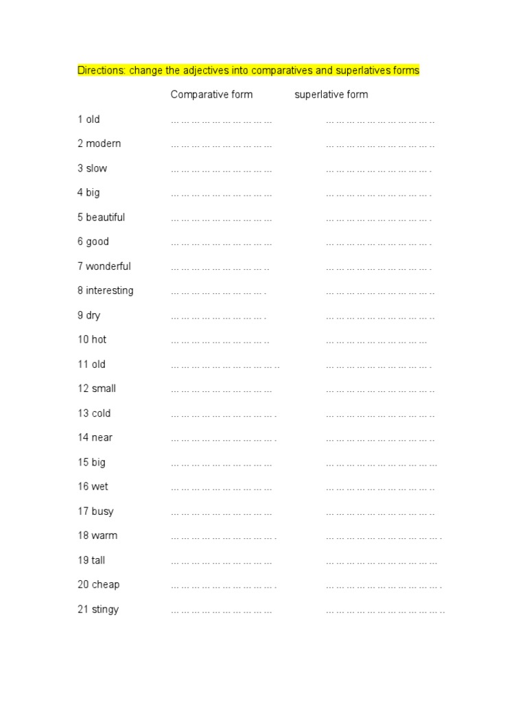 Fisa 1 Comparativesandsuperlatives | PDF