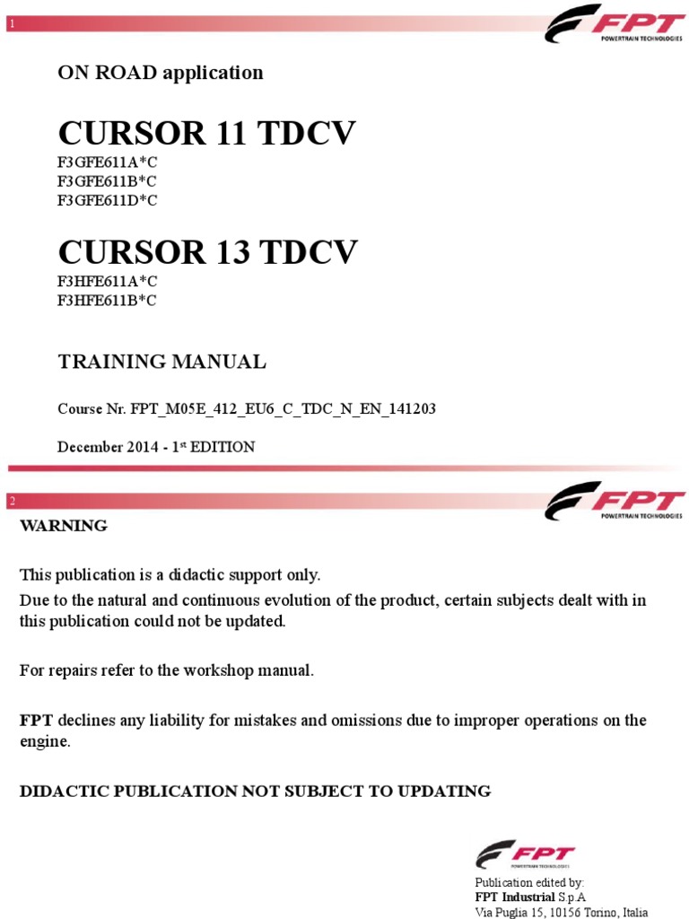Cursor 11 TDCV Cursor 13 TDCV: ON ROAD Application | PDF | Diesel ...